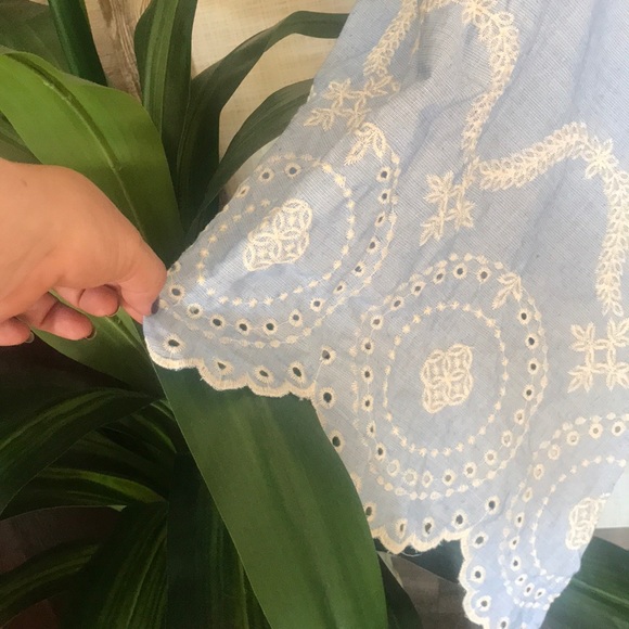 Tops | Nwt Powder Blue Scalloped Eyelet Dusters | Poshmark